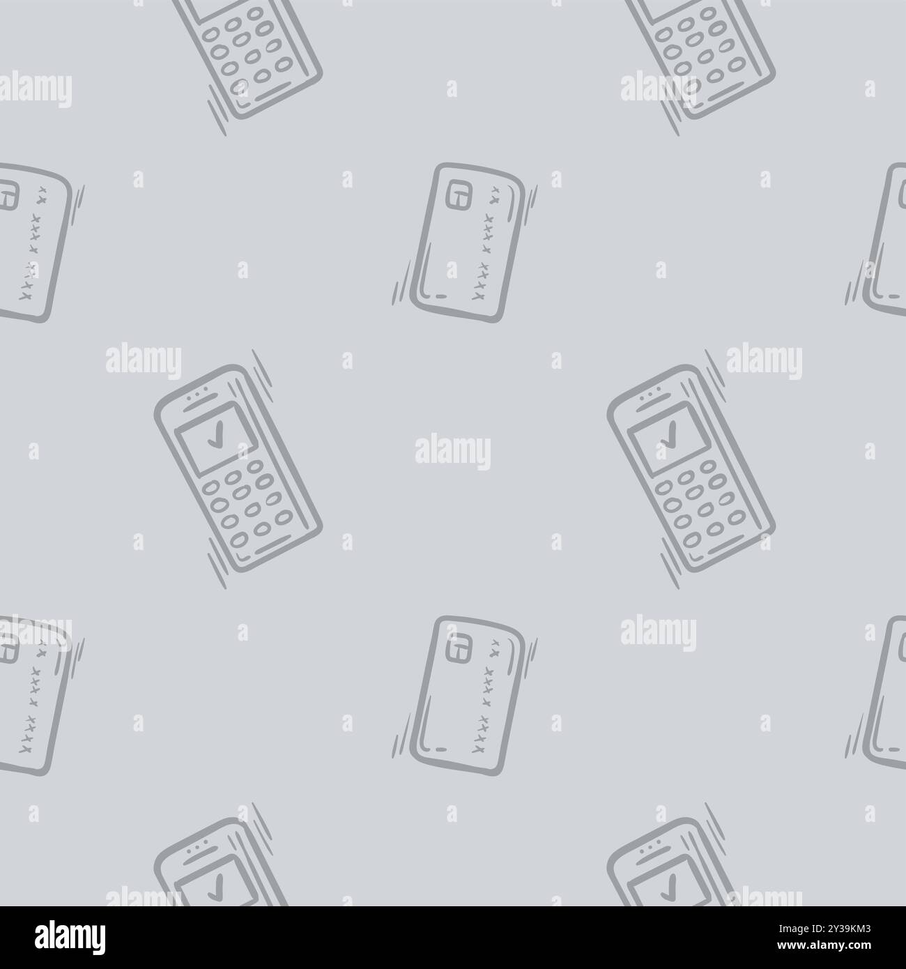 Seamless pattern with payment terminal, credit card. Background with ...