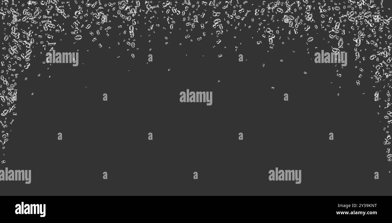 School math notebook cover. White chalk numbers floating in the air ...