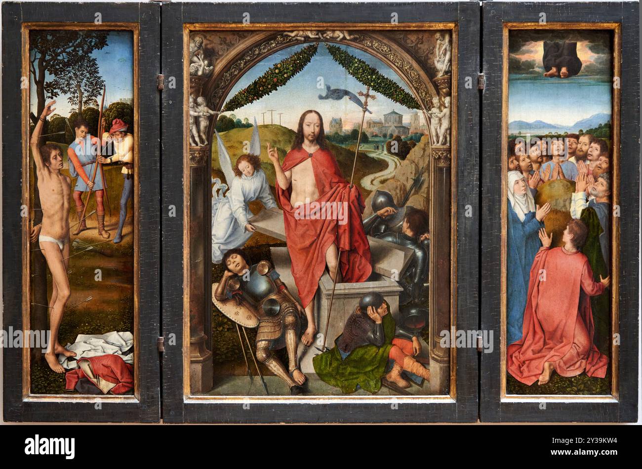Triptych of the Resurrection of Christ, Oil on panel, after 1490, Left wing: The Martyrdom of ...