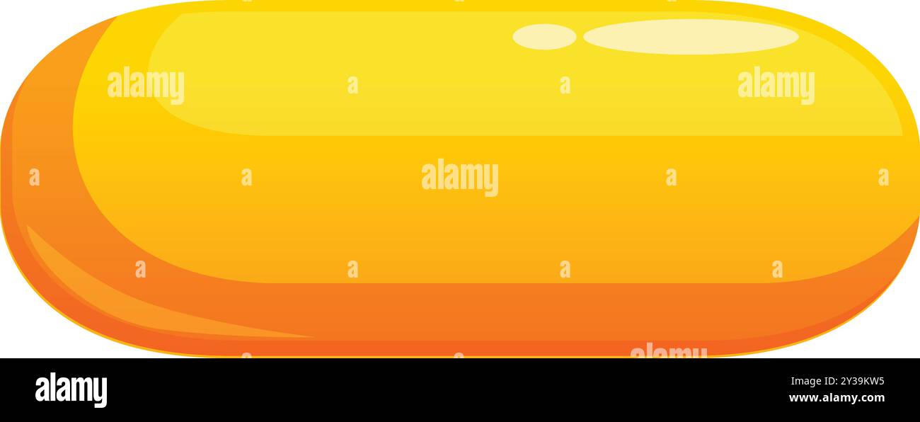 Big yellow capsule pill icon in cartoon style for any design Stock ...
