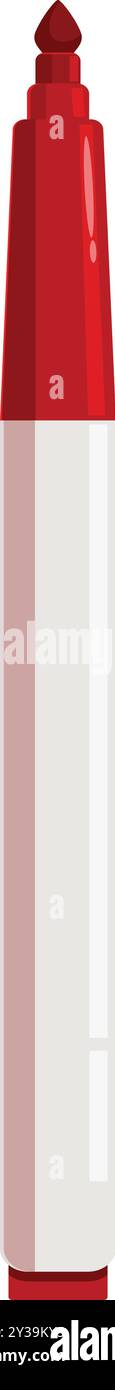 Red marker standing up on white background is illustrating school or ...