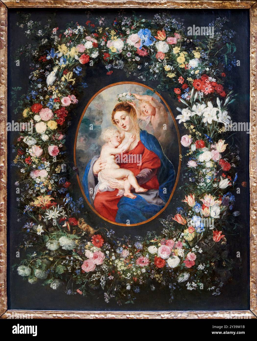 The Virgin, the Christ Child and Angels in a Garland of Flowers, about ...