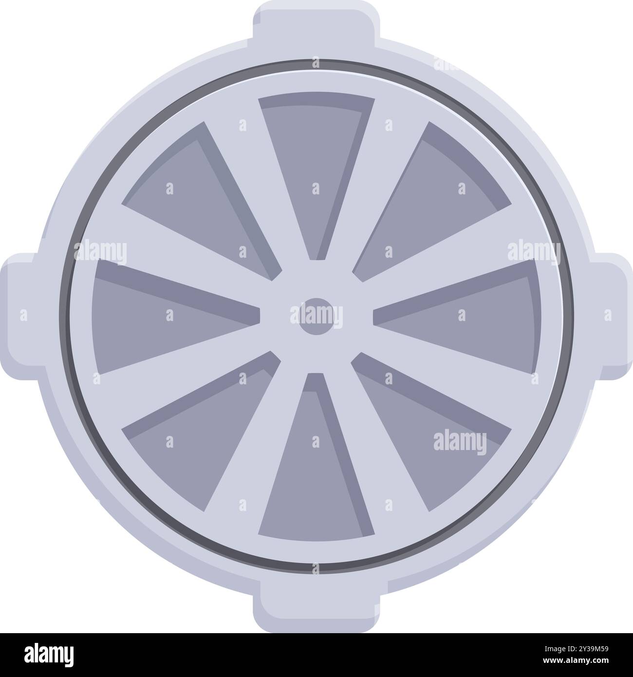 Round metal manhole cover with locking mechanism is protecting entrance ...