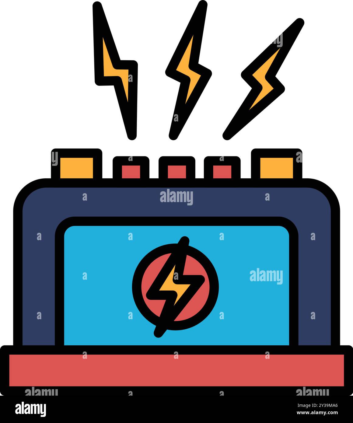A cartoon drawing of a battery with a lightning bolt on it. The battery ...