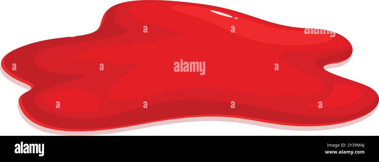 Cartoon red liquid spill spreading on the ground, creating a splattered ...