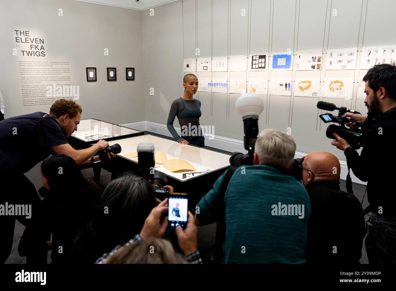 FKA Twigs poses for a portrait infront of her drawings during a preview ...