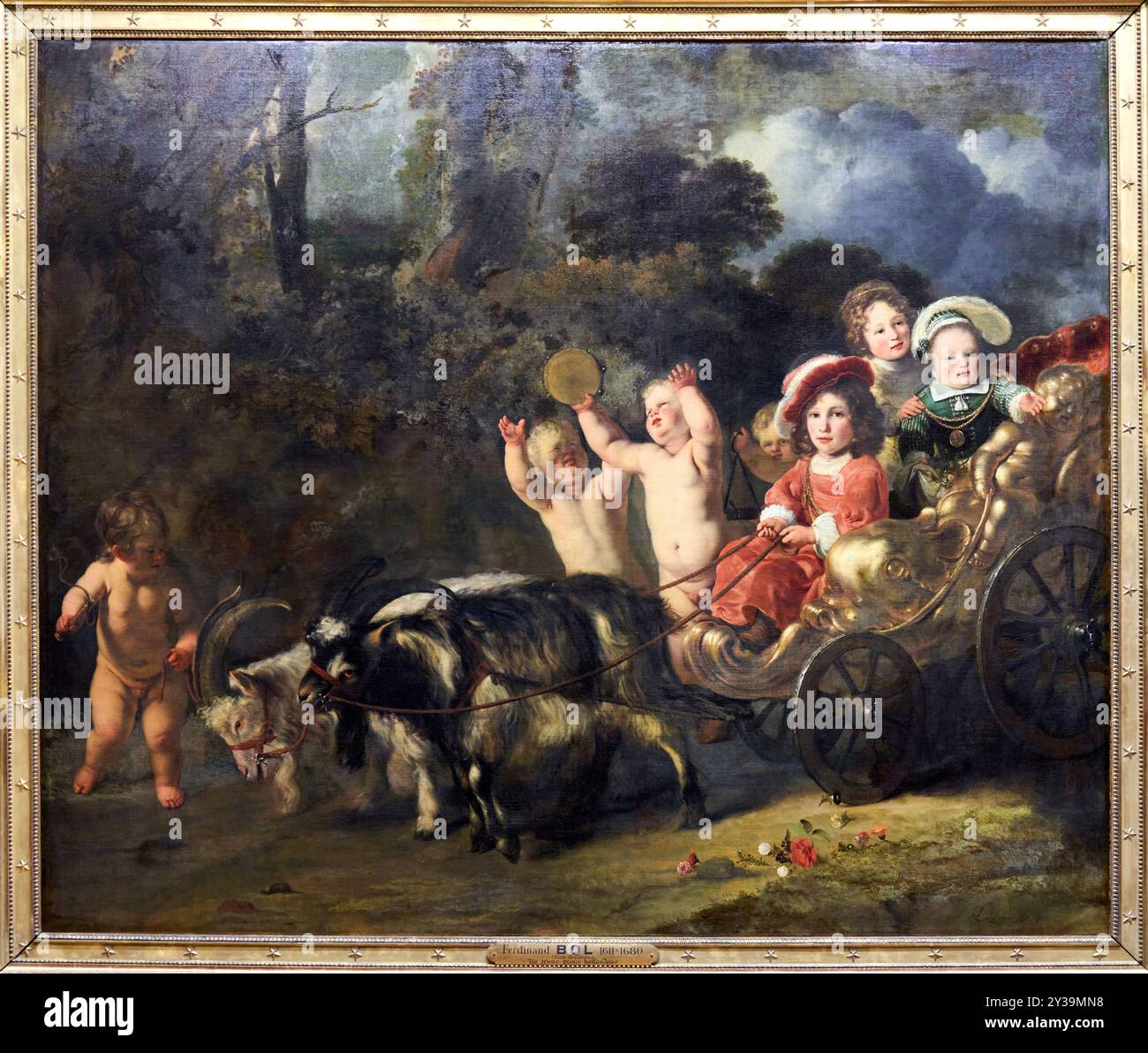 Noble children in a carriage pulled by goats hi-res stock photography ...