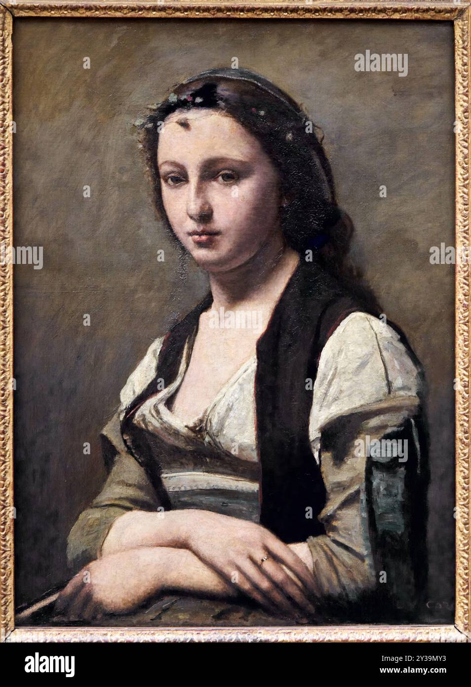 The Woman with the Pearl, About 1868-1870, Oil on canvas, Jean-Baptiste Camille COROT, Paris ...