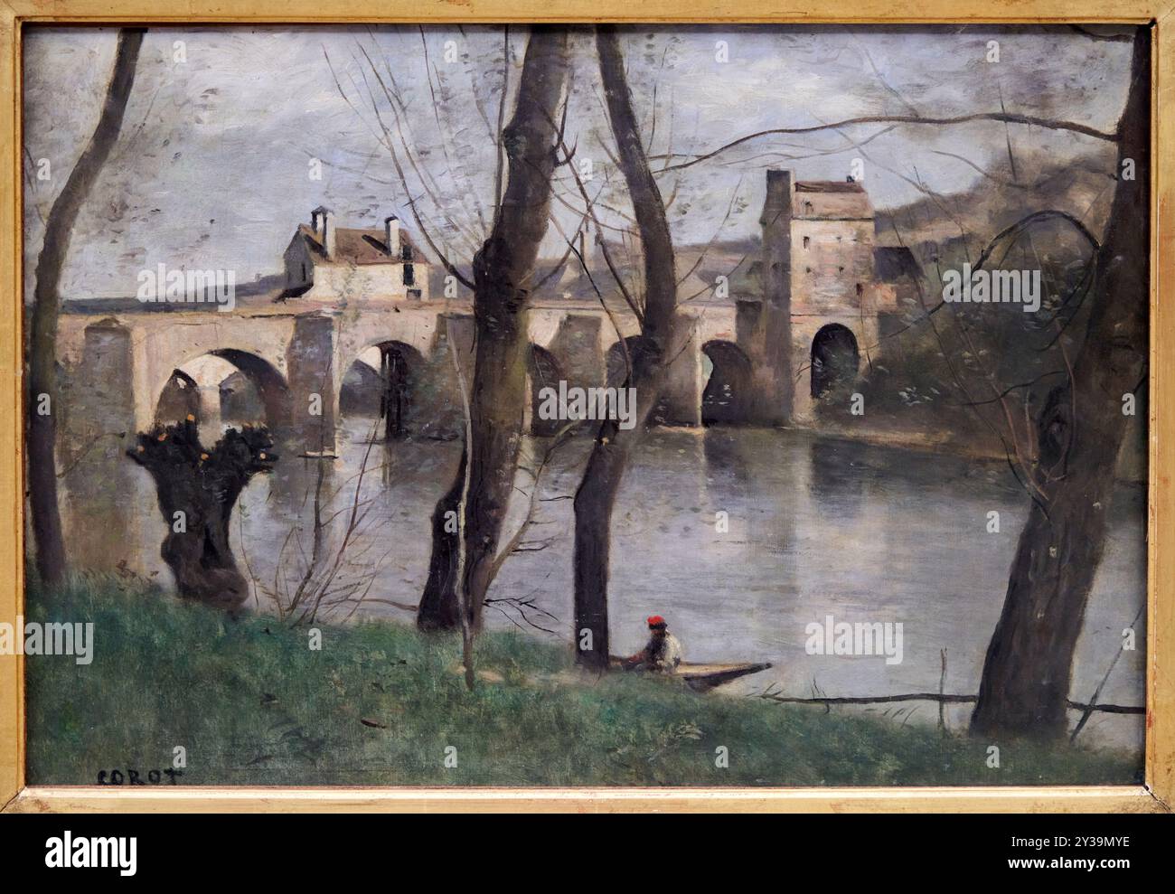 Louvre jean baptiste camille corot the bridge of mantes hi-res stock ...