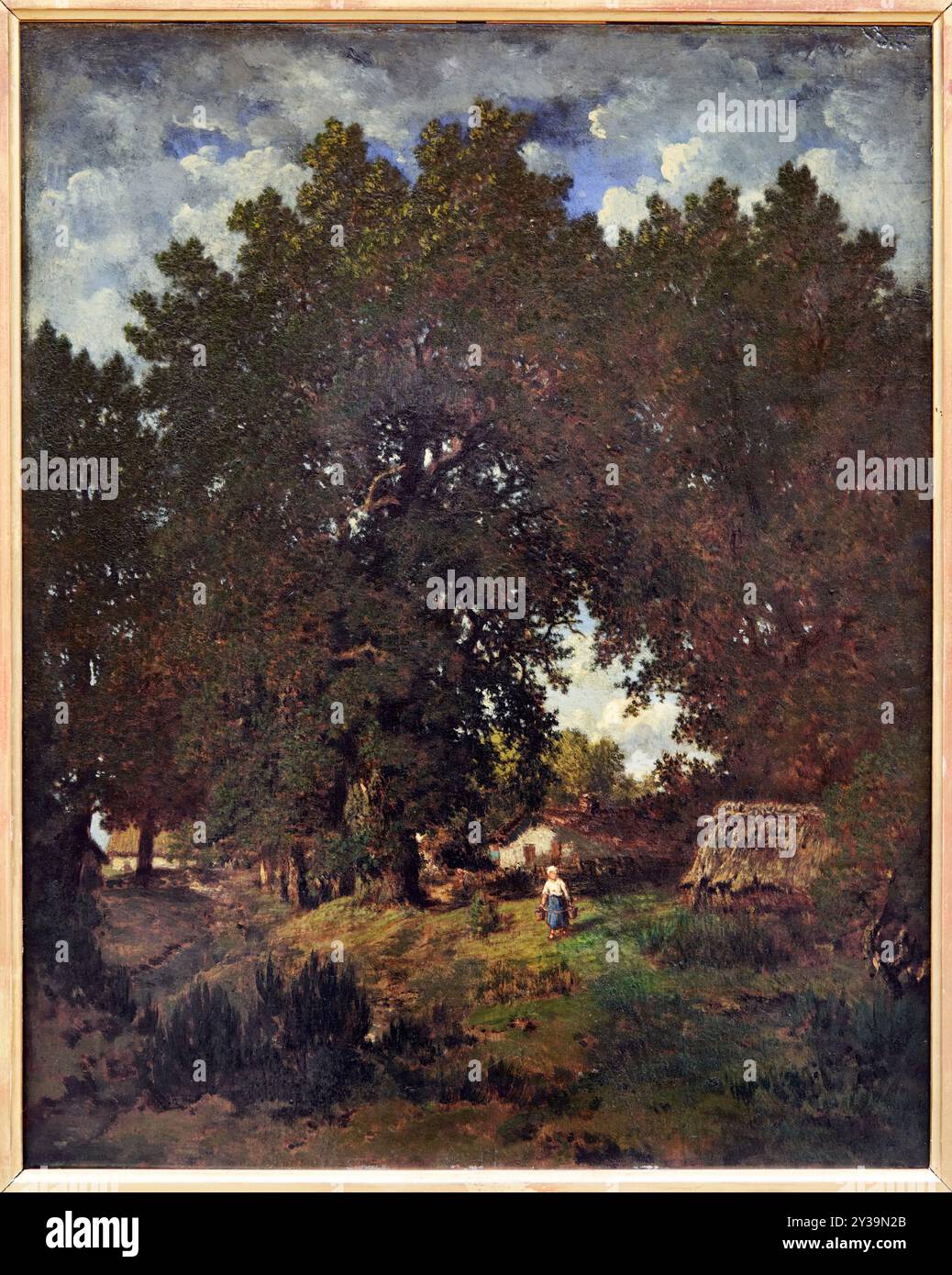 Village beneath the Trees, Oil on panel, Théodore ROUSSEAU, Paris, 1812 ...