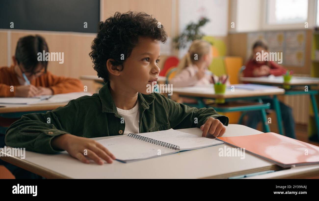 African American school boy son child guy little kid schoolboy pupil ...