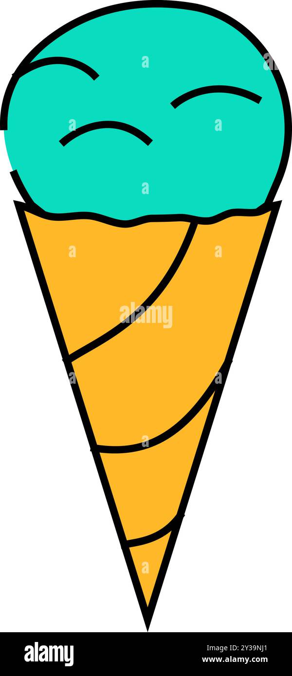 mint chocolate chip ice cream food snack icon color illustration Stock ...