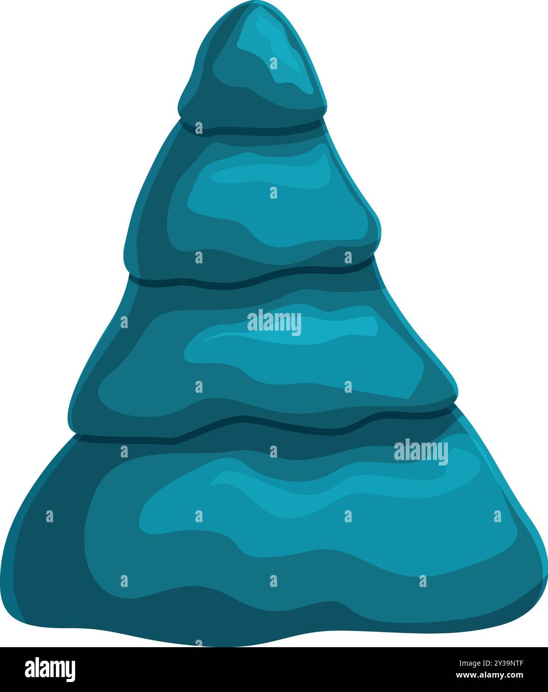 Cartoon pine tree standing up, with a rounded shape, ideal for natural ...