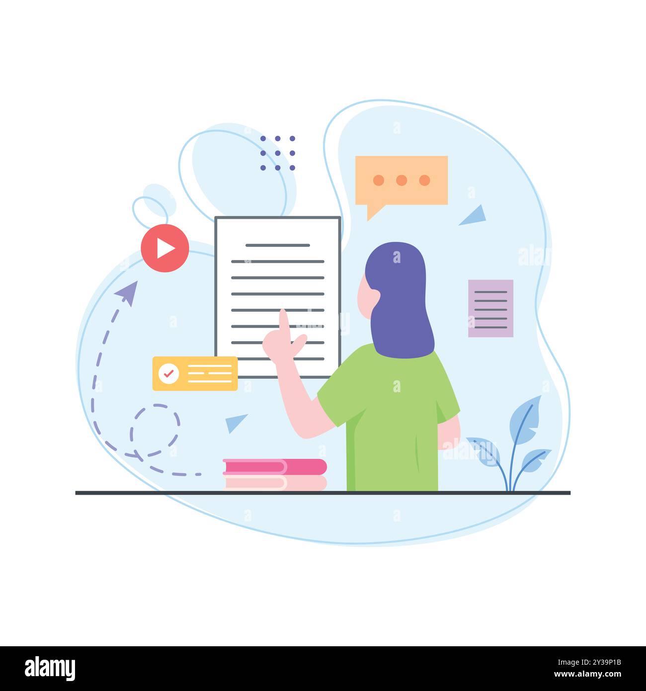 Online education system, distance learning illustration flat style ...