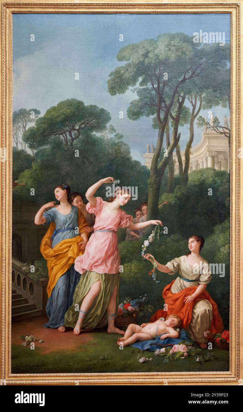 Young greek maidens decking the sleeping cupid with flowers hi-res ...
