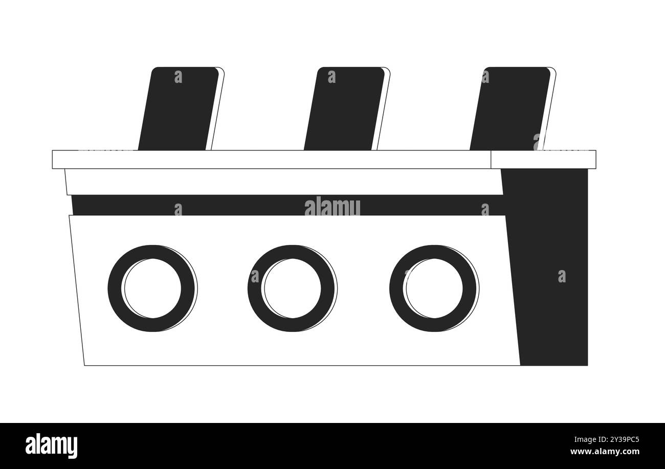 Judges panel table with vote signs and chairs black and white 2D line ...