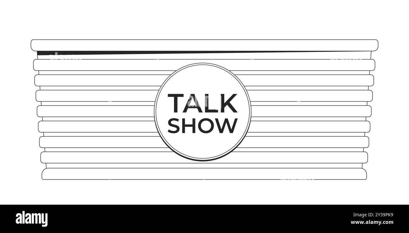 Talk show panel table black and white 2D line object Stock Vector Image ...