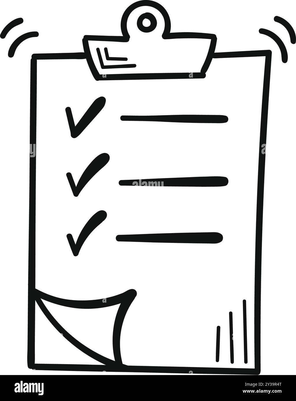 Hand drawn memo paper sheet icon in flat style. Checklist vector ...
