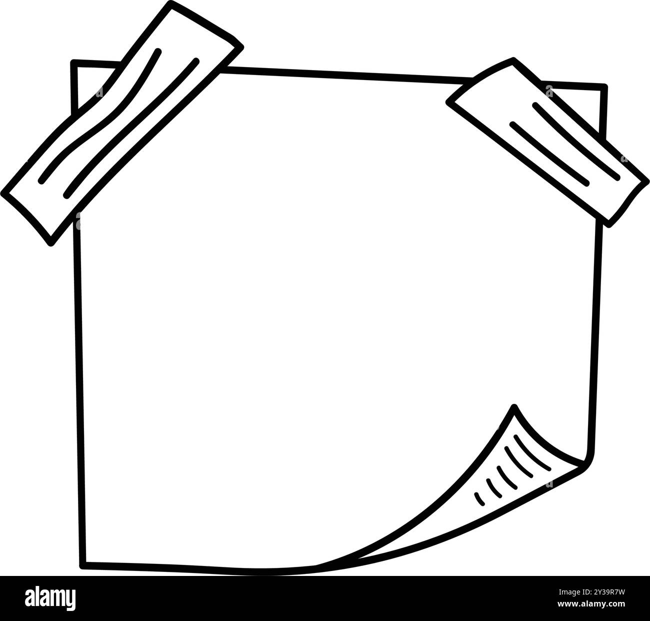 Hand drawn memo paper sheet icon in flat style. Doodle sketch vector ...