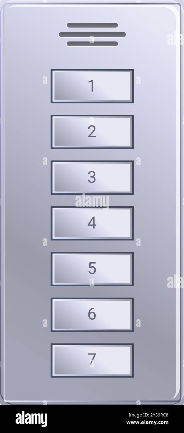 Sleek and modern elevator control panel featuring seven illuminated ...