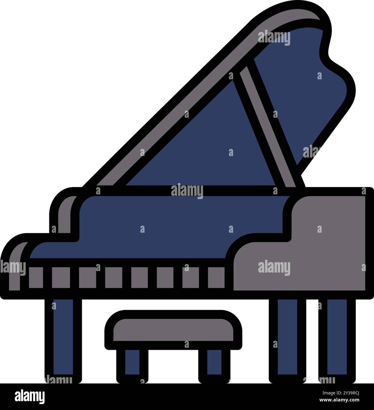 A blue and gray piano with a black and gray bench Stock Vector Image ...