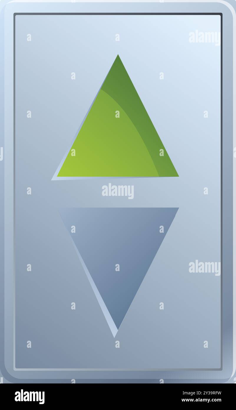 Modern elevator panel with the up button illuminated, indicating an ...