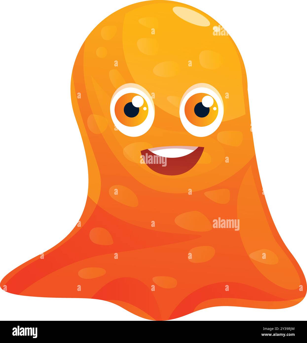 Cheerful and friendly cartoon monster with a wide smile, floating in ...