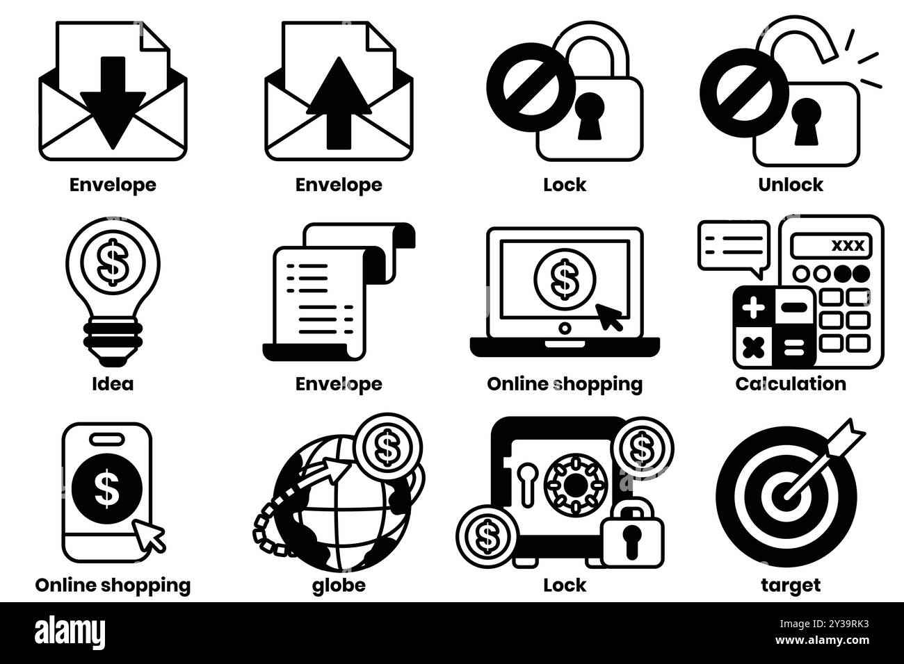 A Set of illustrations in the concept of office items and business ...
