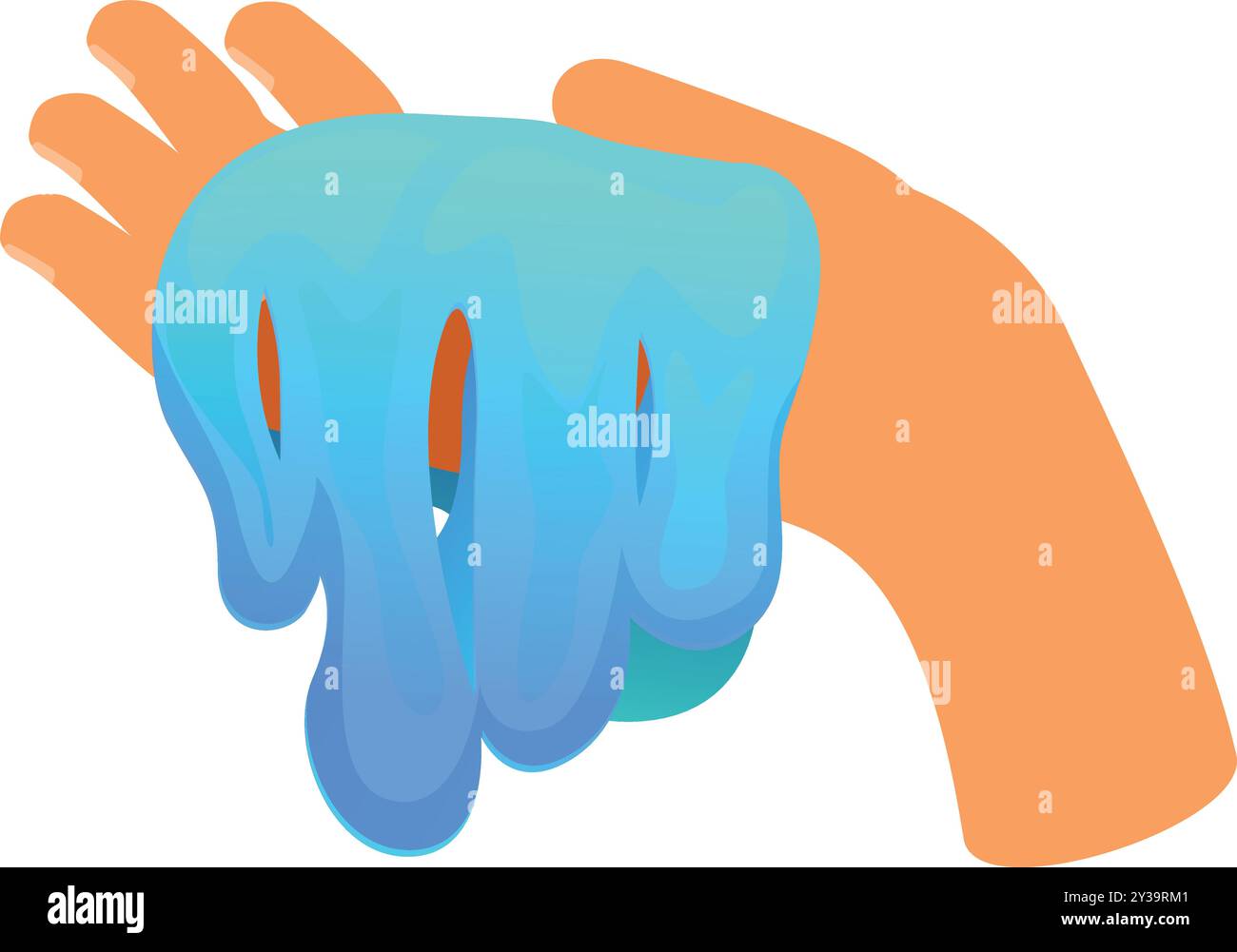 Cartoon illustration of two hands holding flowing blue slime Stock ...