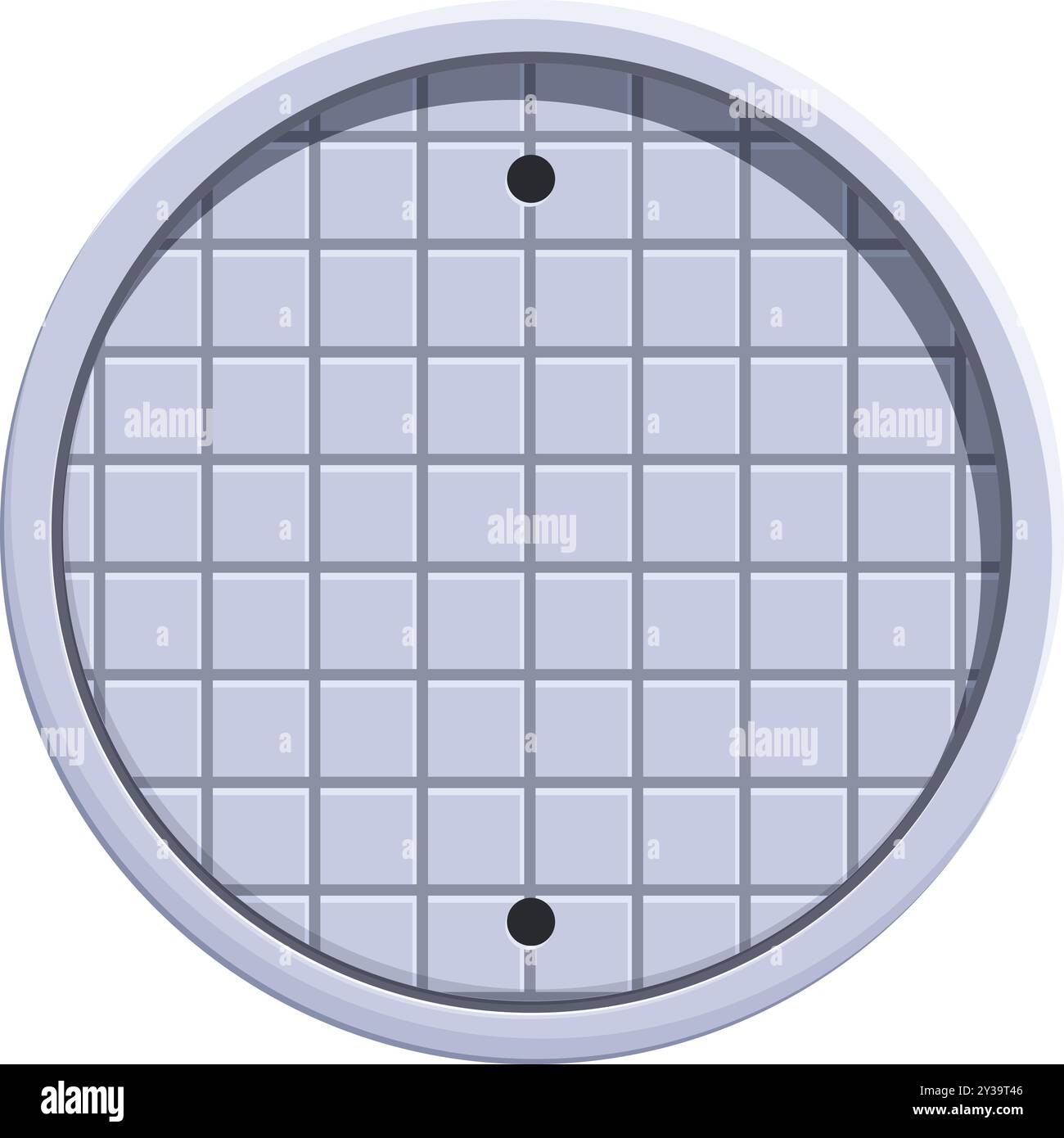 Round manhole cover made of metal is covering an opening in the ground ...