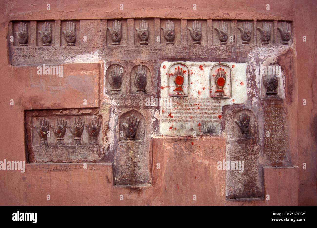 Women Queens Handprints of Sati and grid of Sculpted hands at the ...