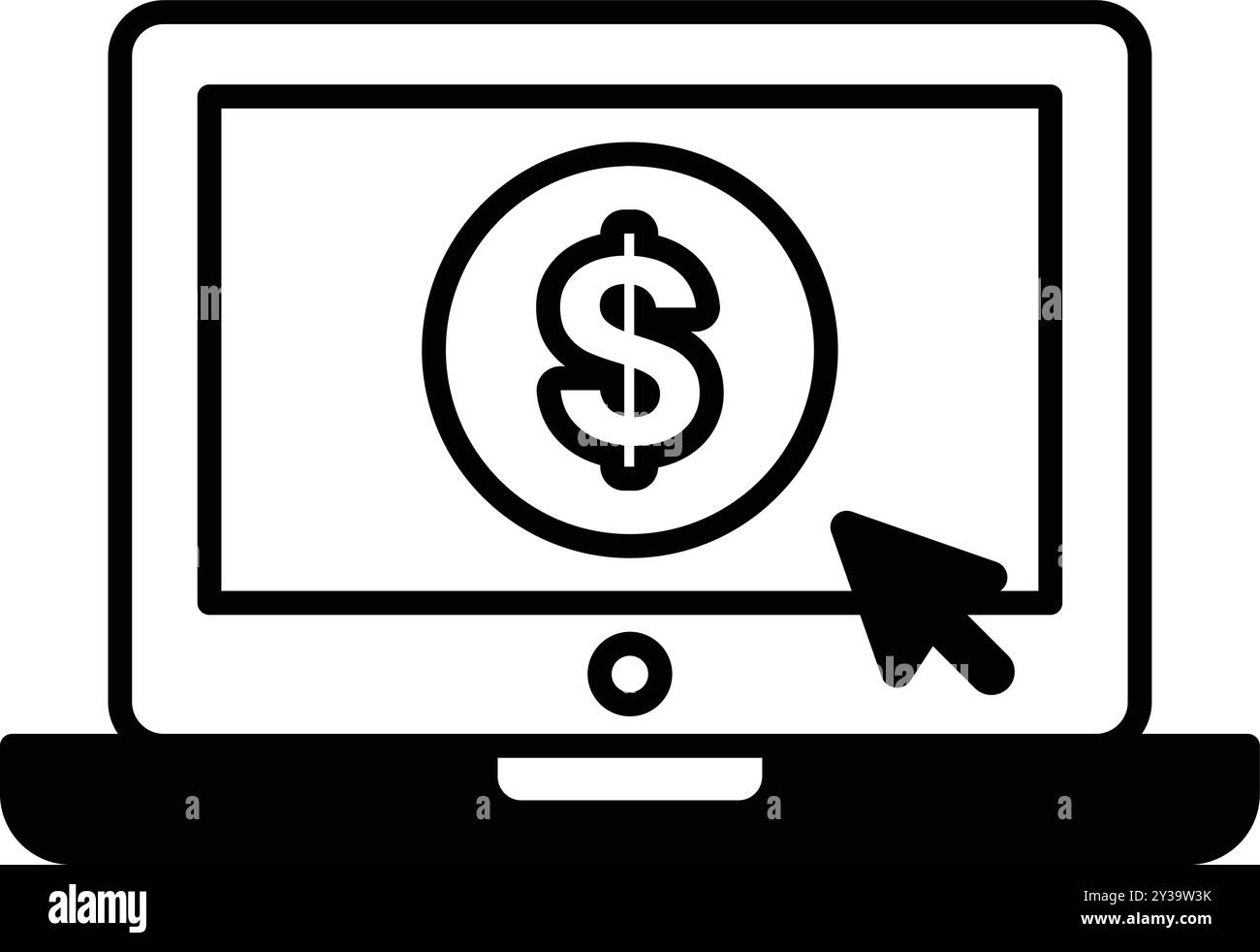 A computer screen with a dollar sign and a mouse cursor Stock Vector ...