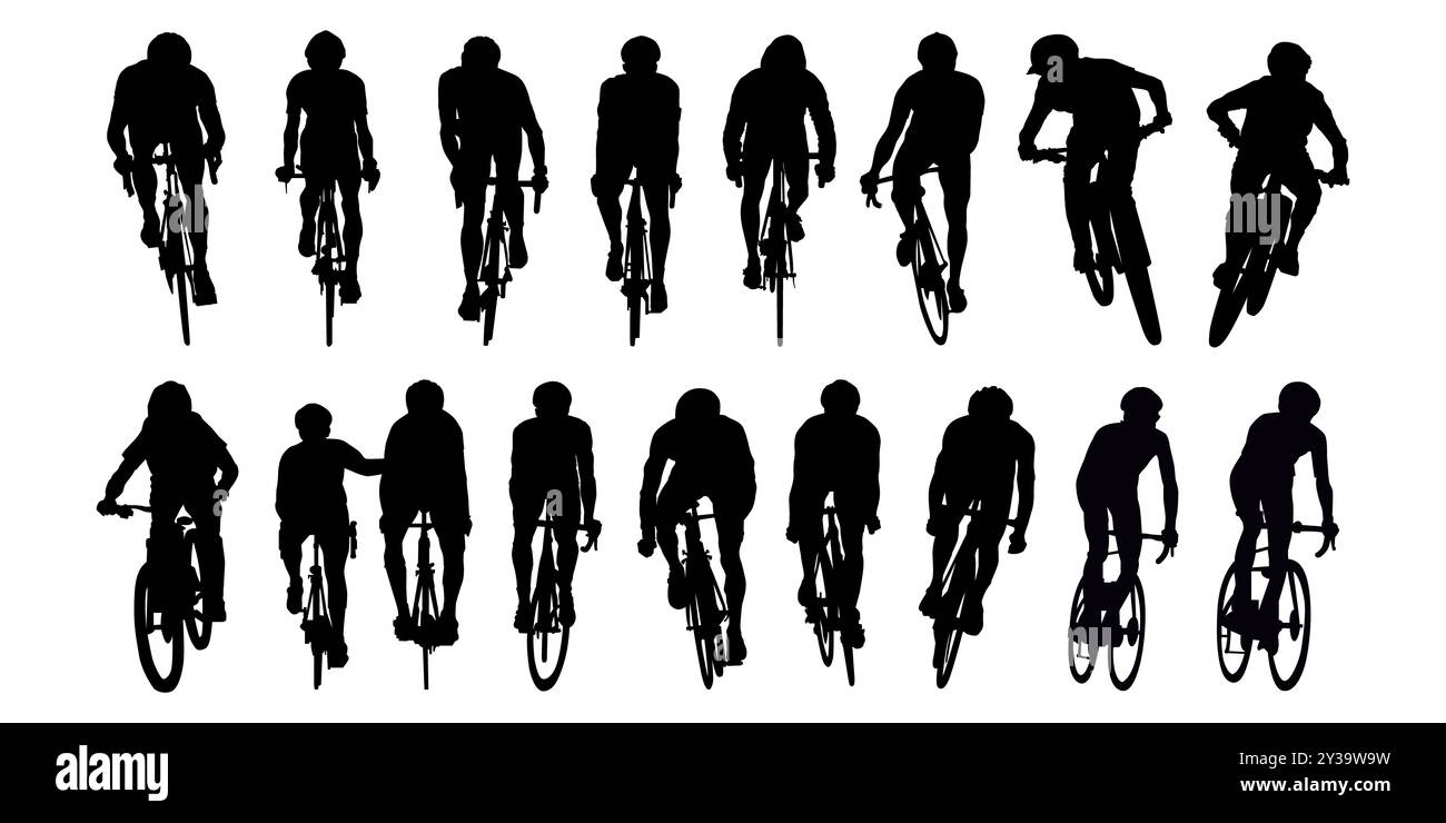 Silhouette action biker vector illustration. Action bicycle isolated on ...