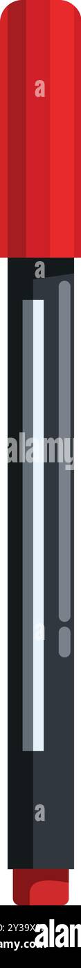Single red marker pen is standing up on a white background Stock Vector ...