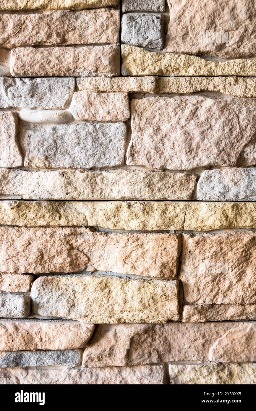 part of wall made of painted wild stones and river cobblestones Stock ...