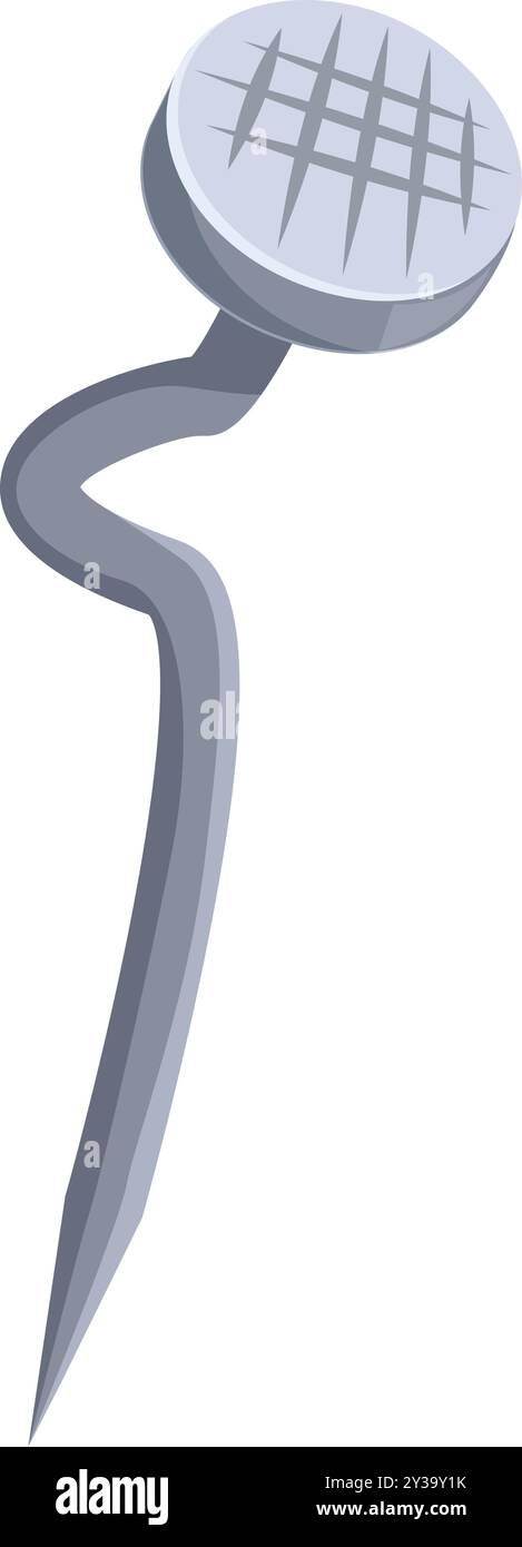 This cartoon illustration features a bent metal nail, emphasizing its ...