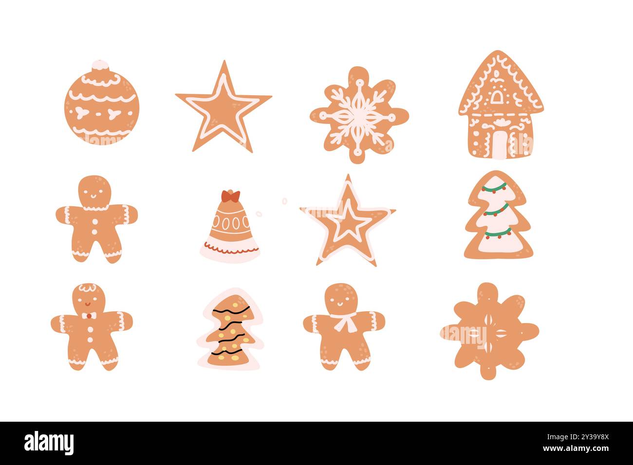 Gingerbread cookies set for christmas holiday. Ginger xmas decoration ...