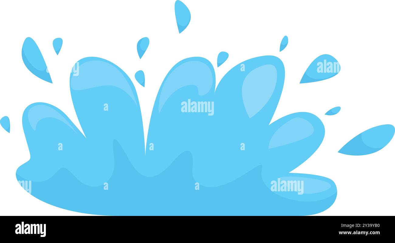 Cartoon blue water is splashing, making a funny shape with drops Stock ...