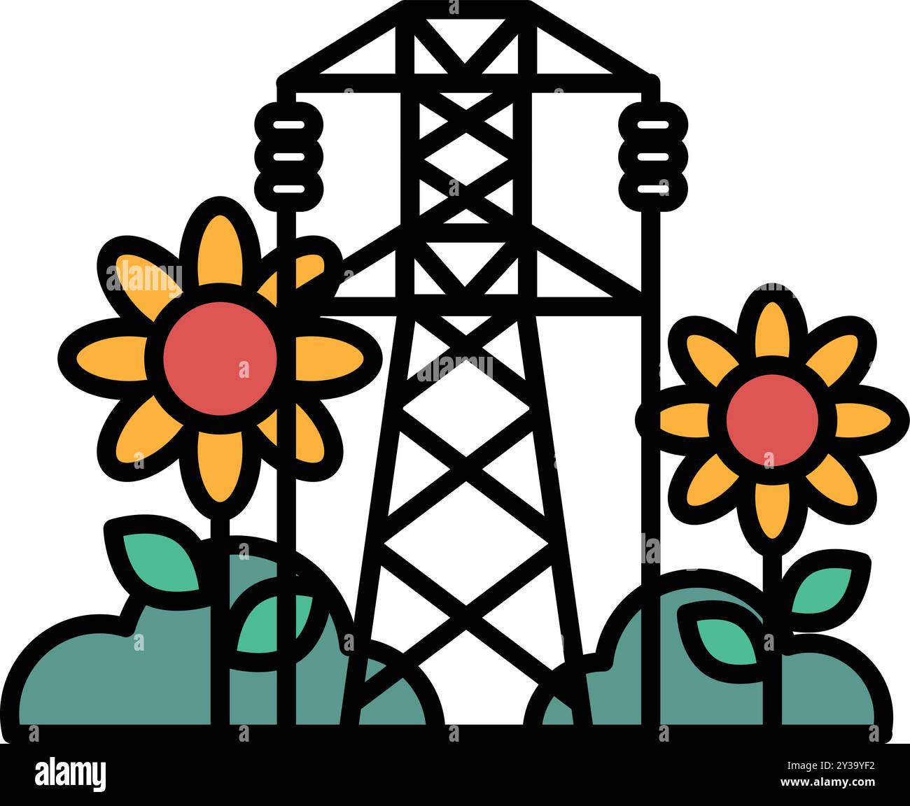 Two tall yellow flowers Stock Vector Images - Alamy