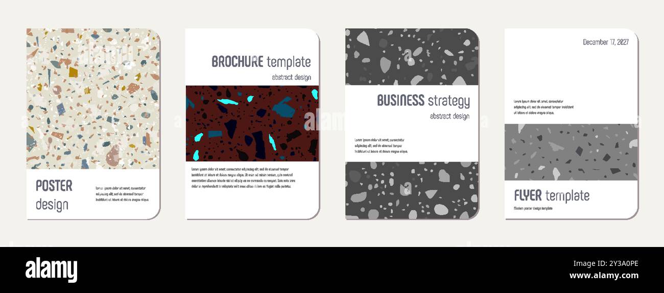 Note book cover design. Terrazzo abstract background made of natural ...