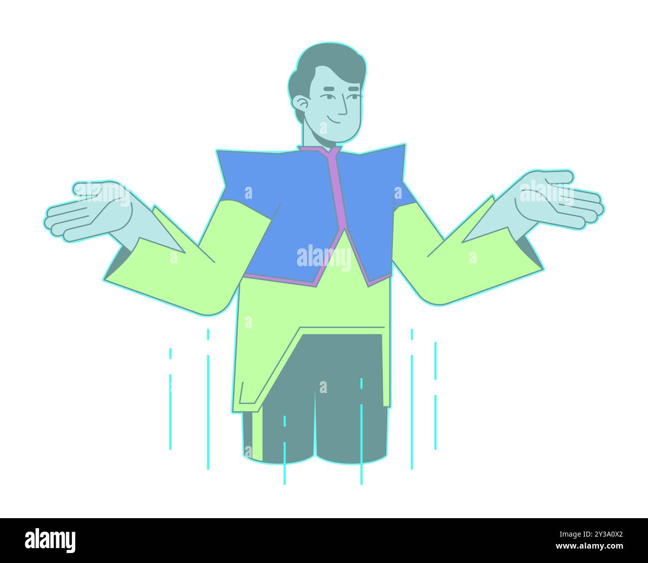 Futuristic guy hologram shrugging shoulders 2D cartoon character Stock ...