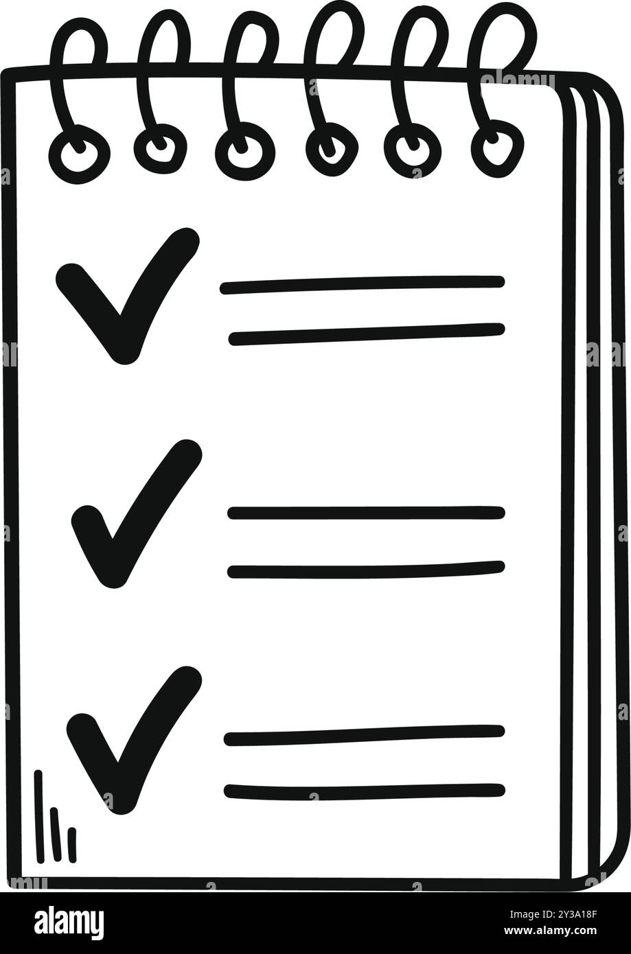 Hand drawn memo paper sheet icon in flat style. Checklist vector ...