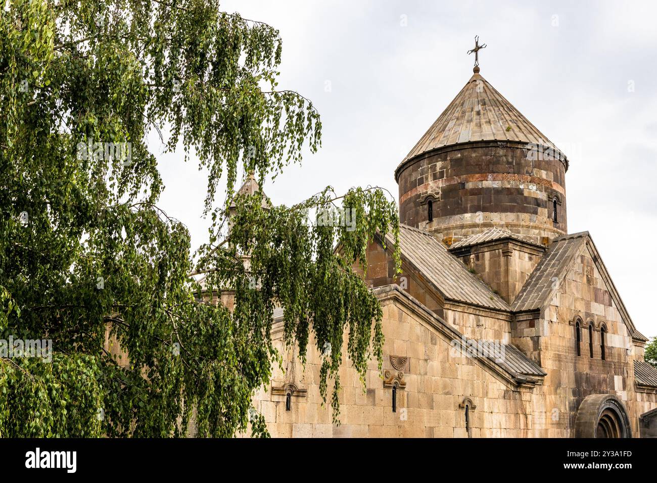 edifice of Saint Grigor Church in Kecharis Monastery on summer cloudy ...