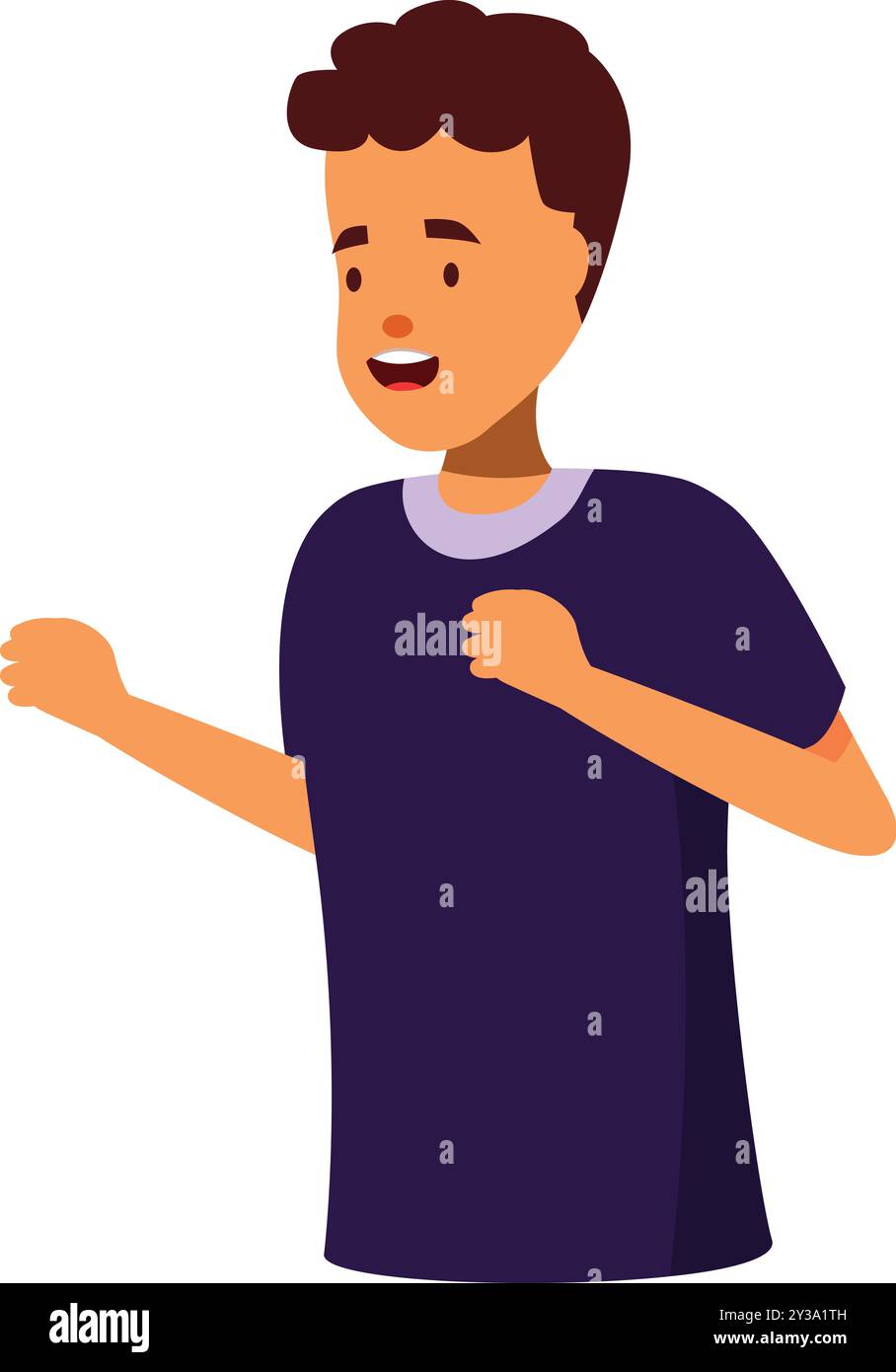 Cartoon male character smiling and talking, explaining, discussing ...