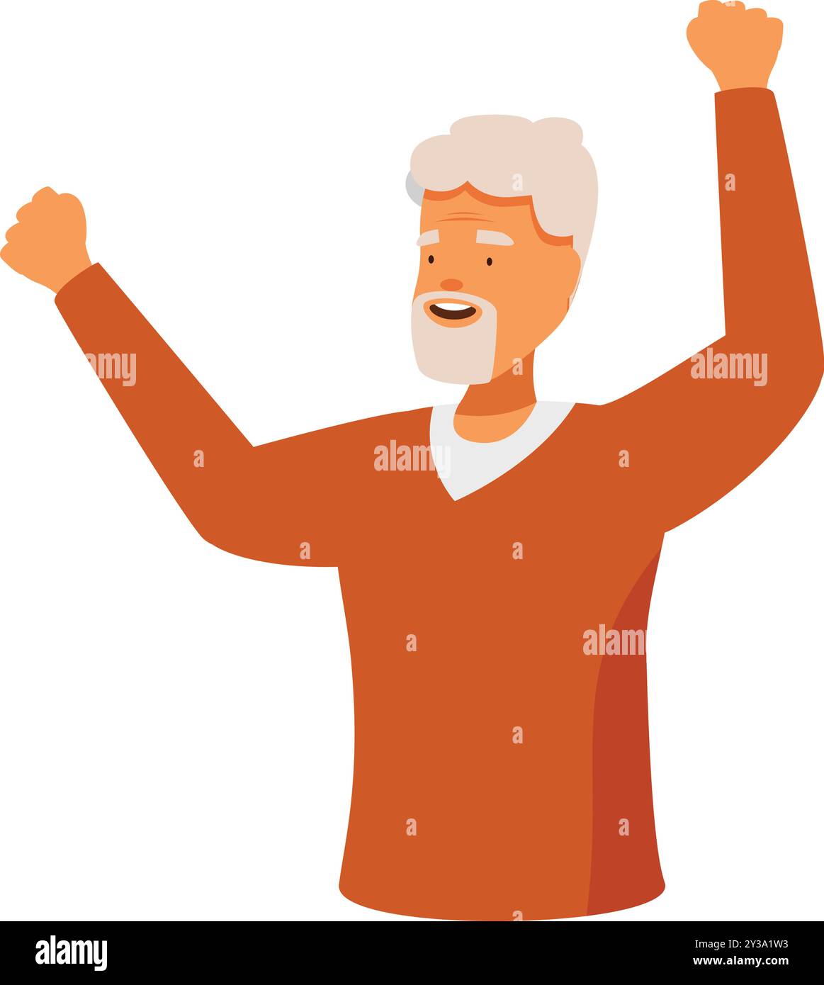 Excited old man is celebrating a victory with his arms raised Stock ...