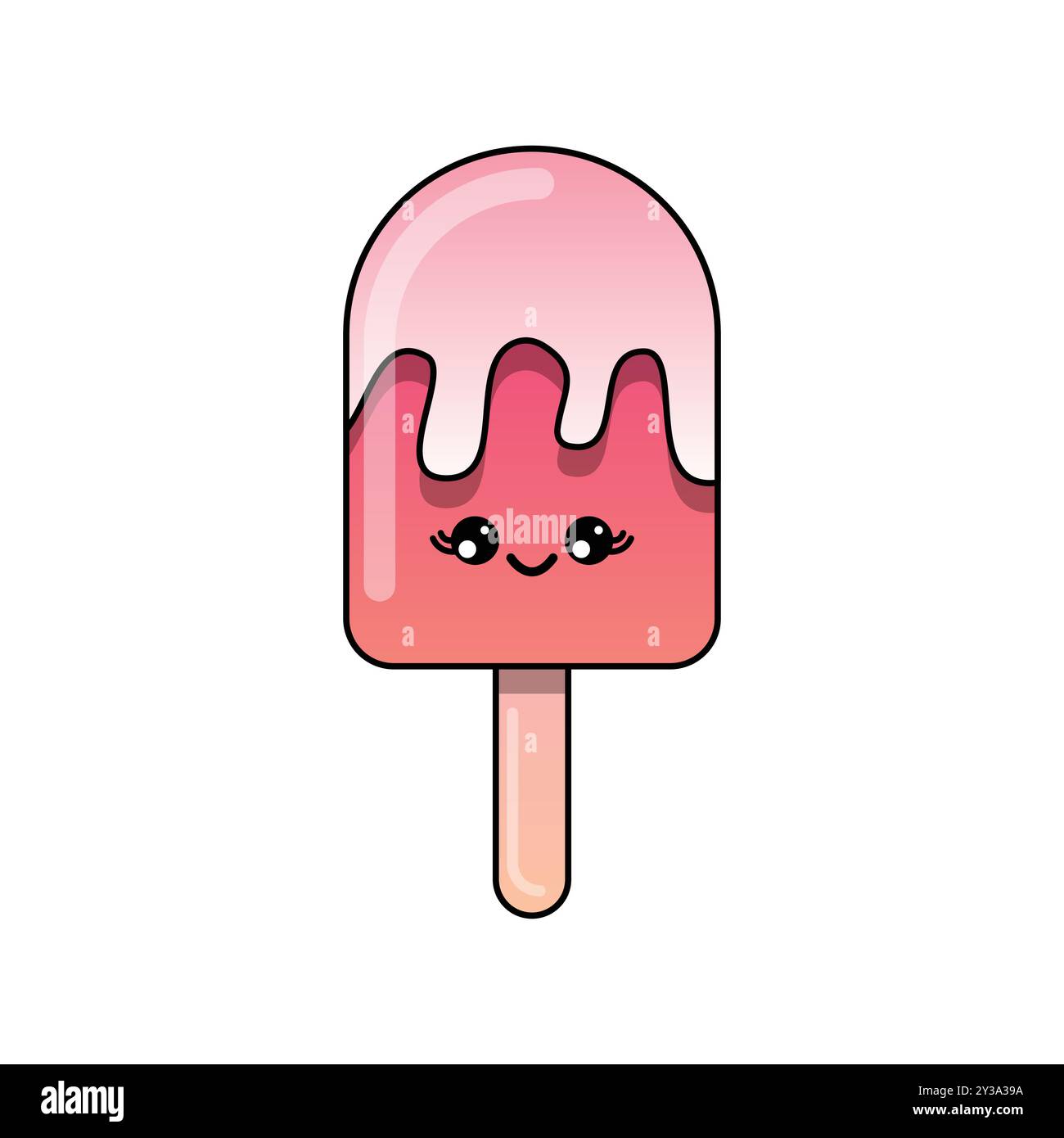 Cute Kawaii Popsicle Character Illustration with Smiling Face, Isolated ...