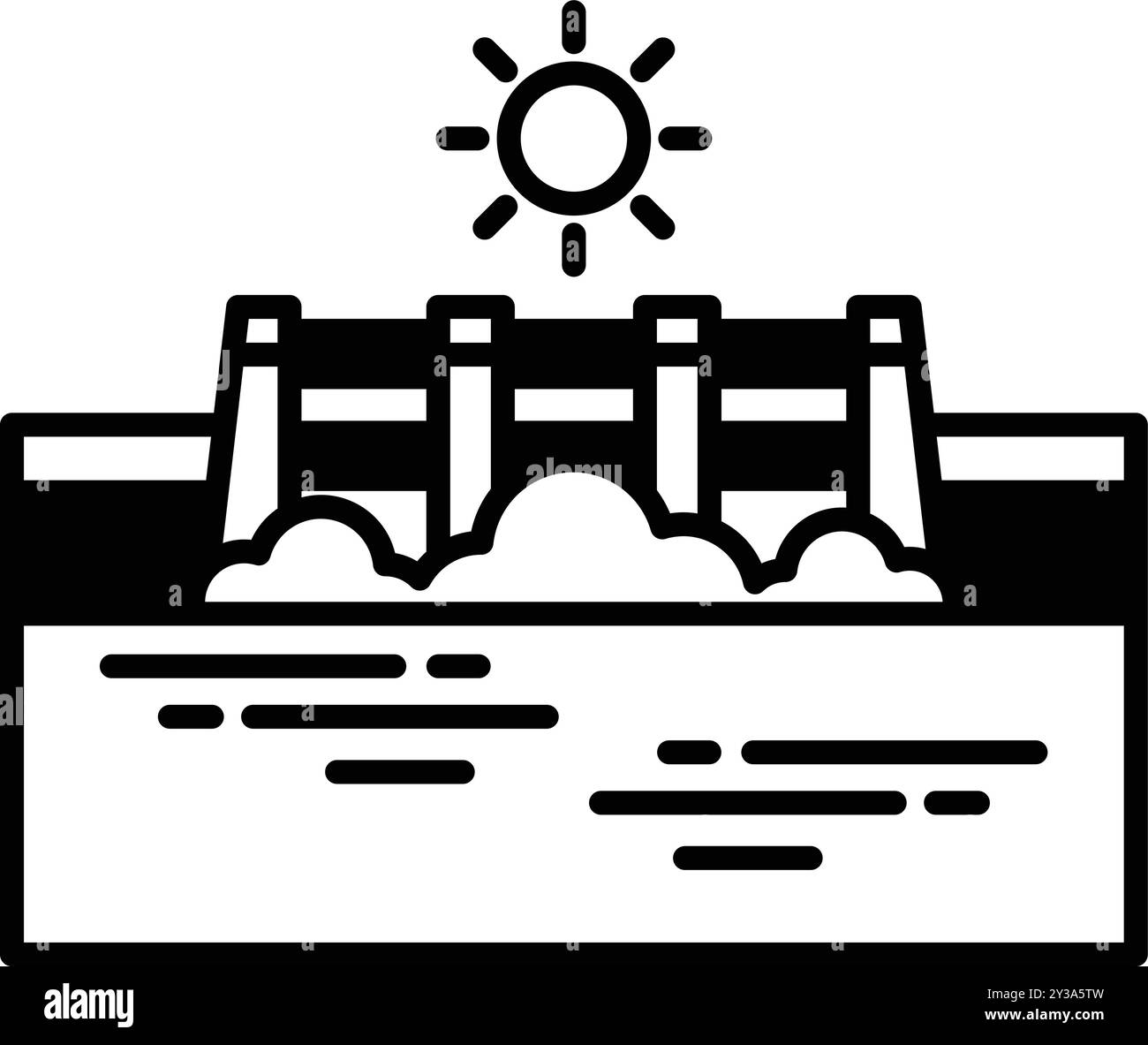 Illustration of a hydroelectric dam in line drawing style Stock Vector ...