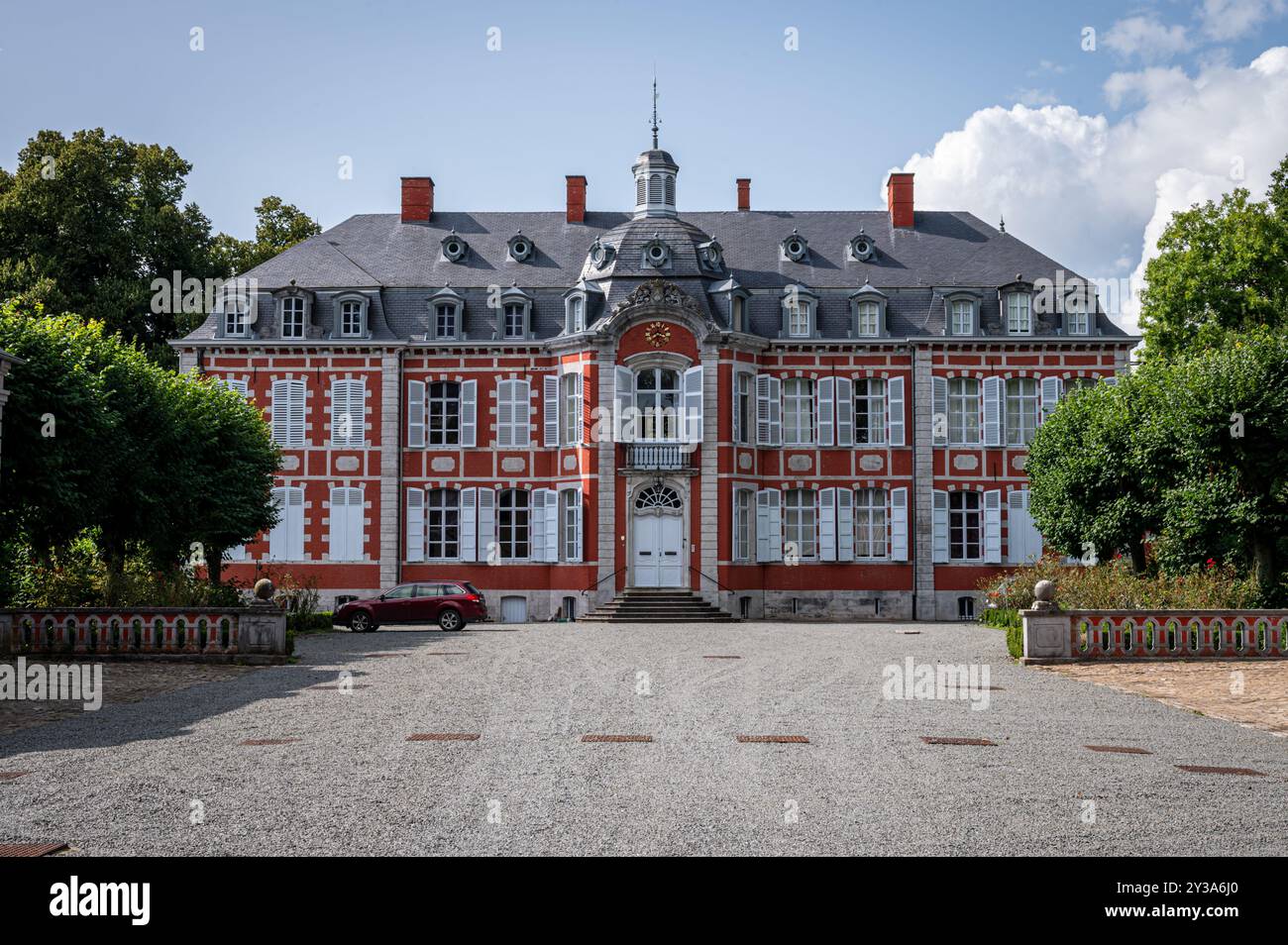 The main entrance of Belgian Castle Stock Photo - Alamy