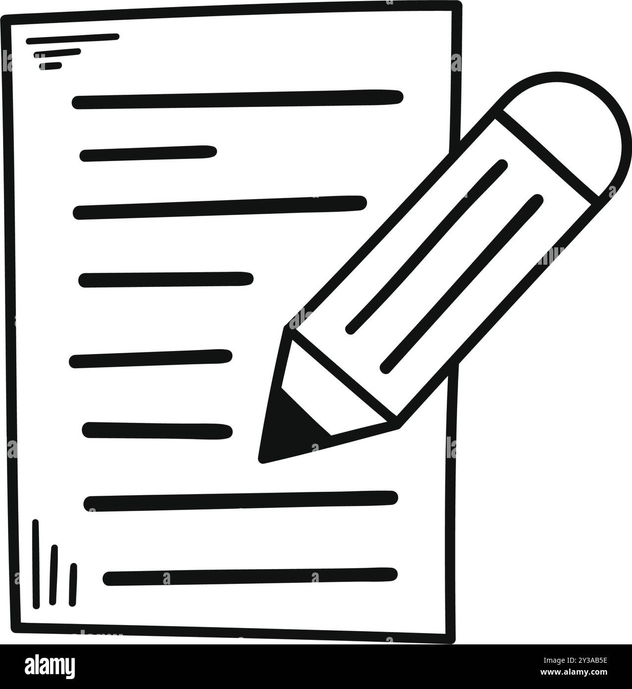 Hand drawn memo paper sheet icon in flat style. Checklist vector ...