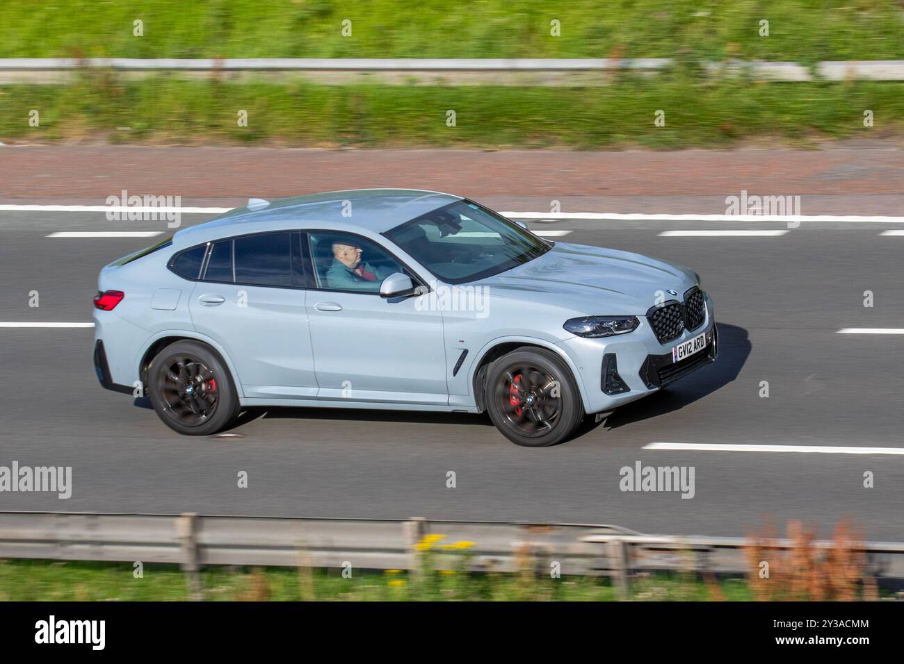 2022 Grey BMW X4 Xdrive30D M Sport Mhev; motoring on the M6 motorway ...